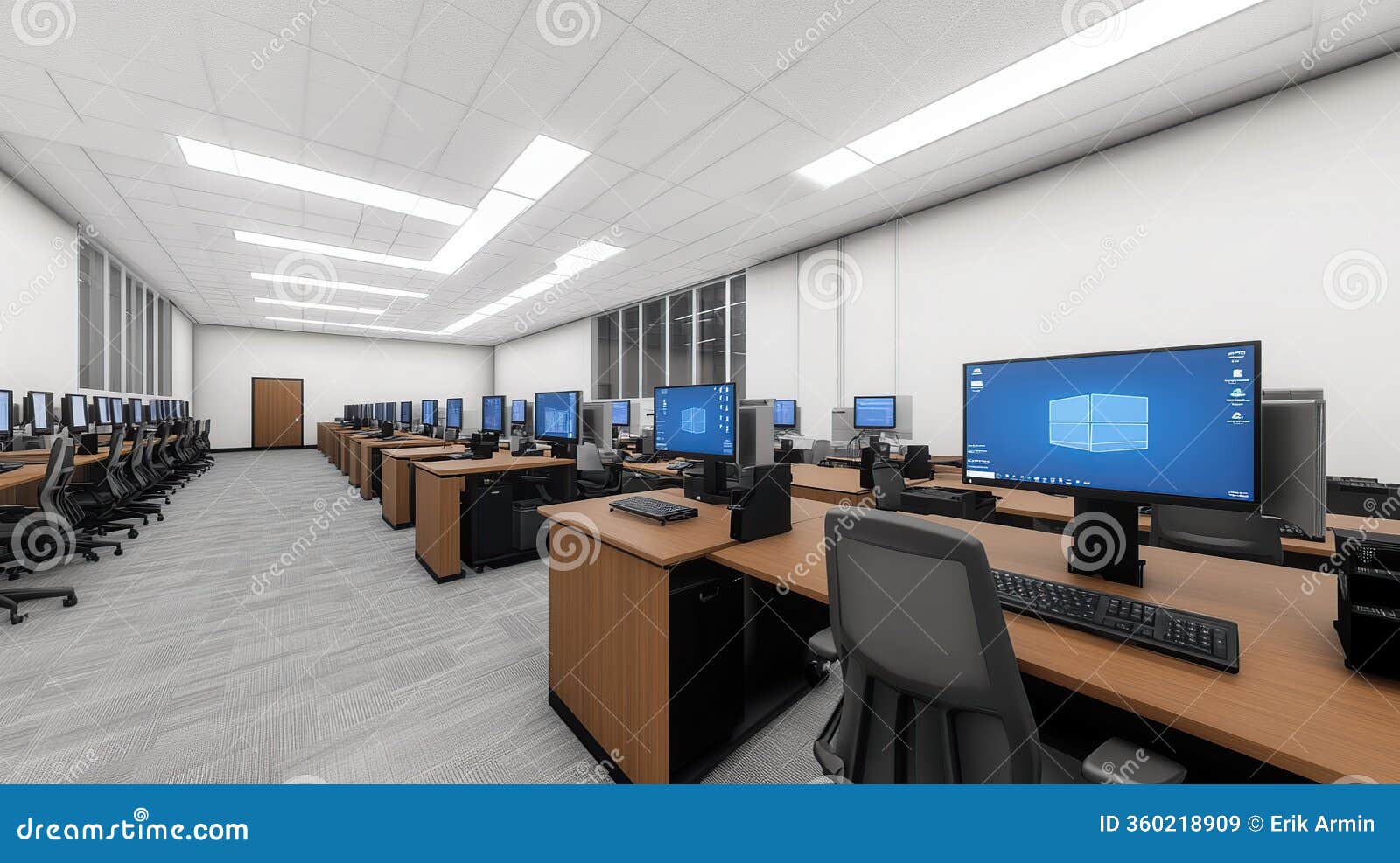 Modern Computer Lab Classroom, Night View, Education Stock Image ...