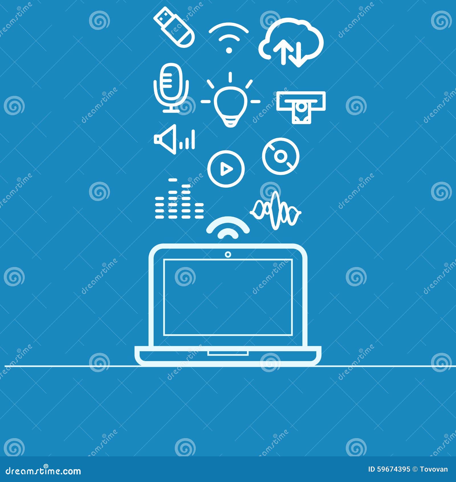 Modern Computer Media Illustration Stock Vector - Illustration of media ...