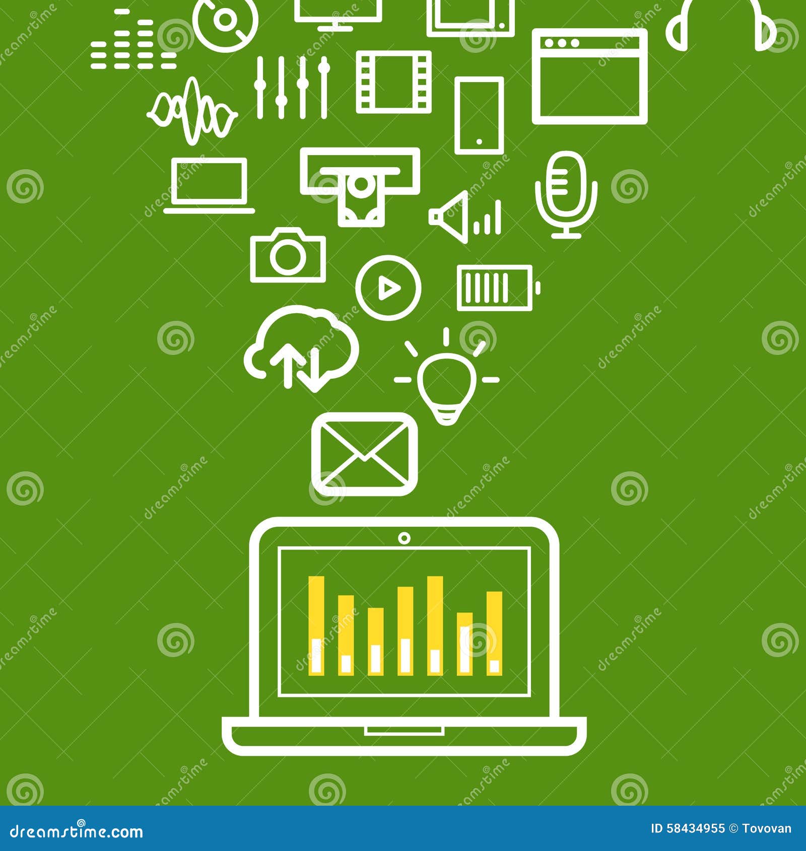 Modern Computer Media Illustration Stock Vector - Illustration of ...