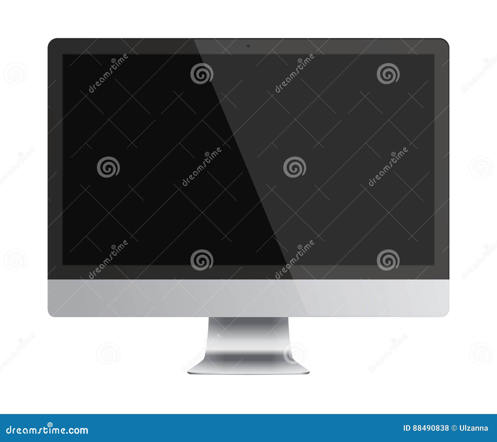 Modern Computer Monitor with Black Screen. Stock Illustration ...
