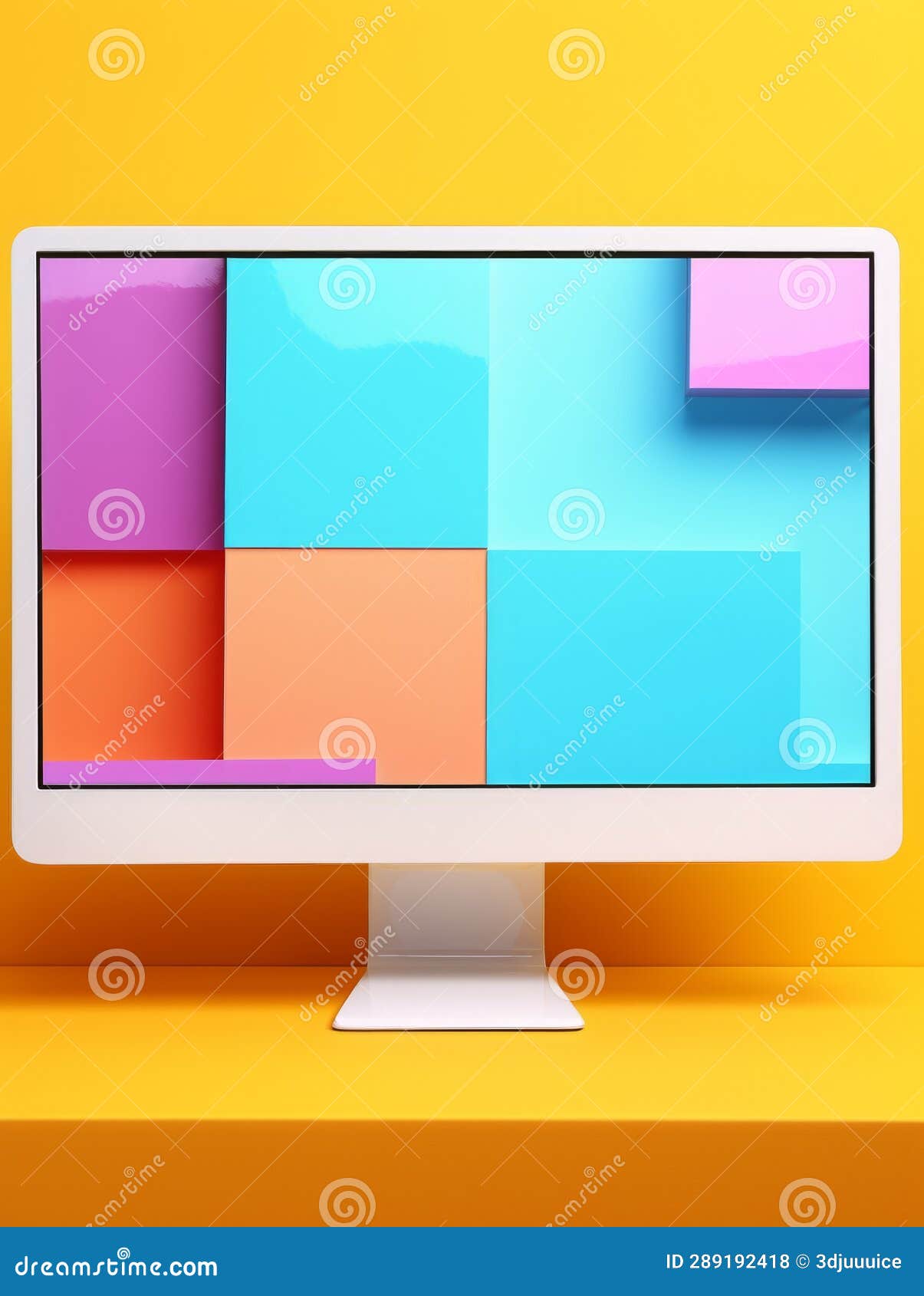 Modern Computer Monitor Computing Device Vertical Illustration. Stock ...