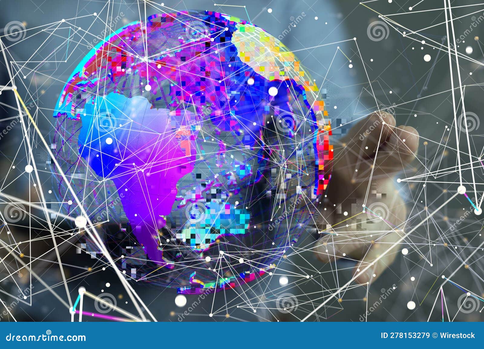 A Computer Monitor Showing a Network of Colorful Lines Around a Globe ...