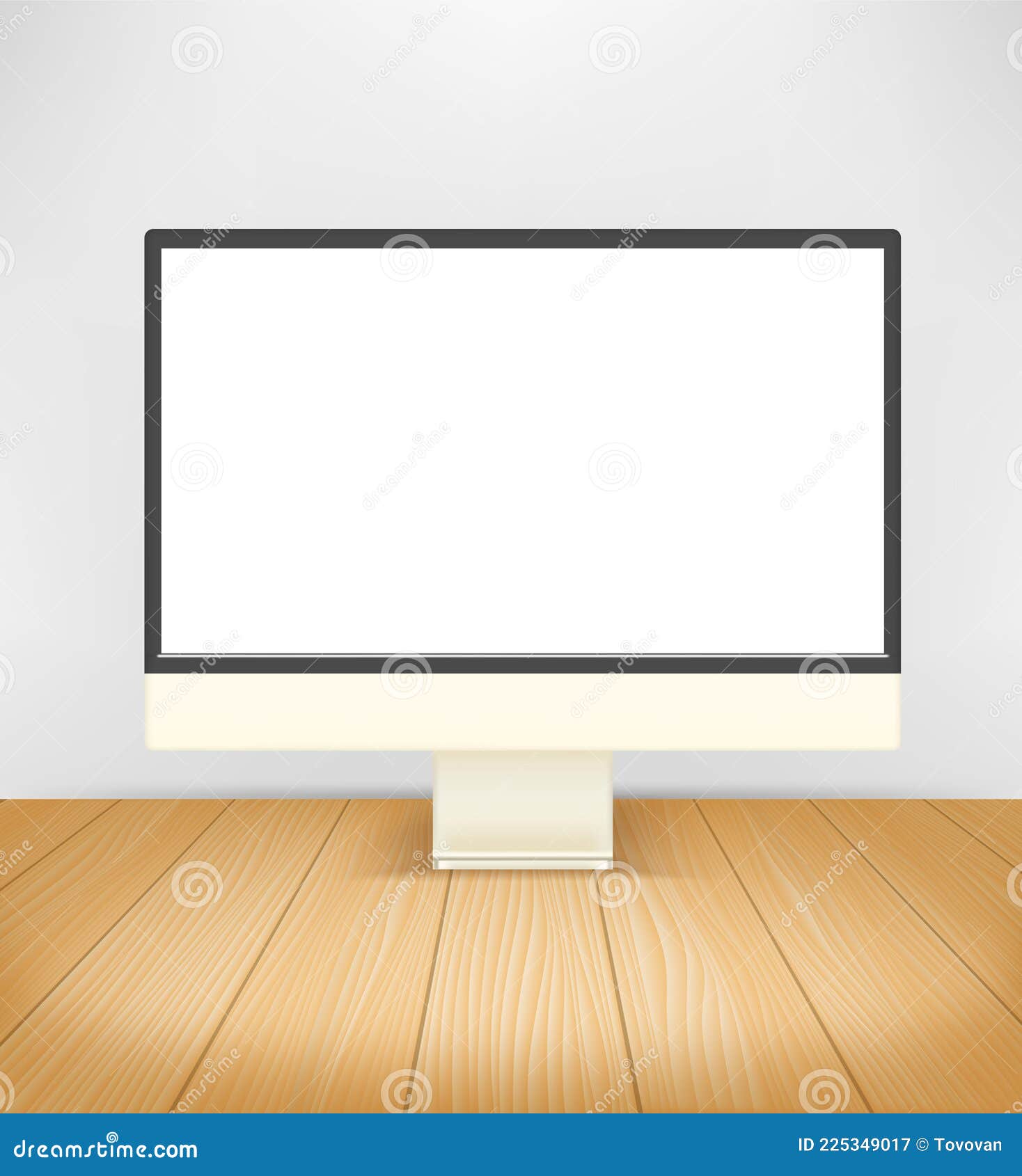 Modern Computer Monitor in Interior with Parquet Floor Stock Vector ...