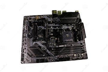 Modern Computer Motherboard Isolated on White Background. Electronic ...