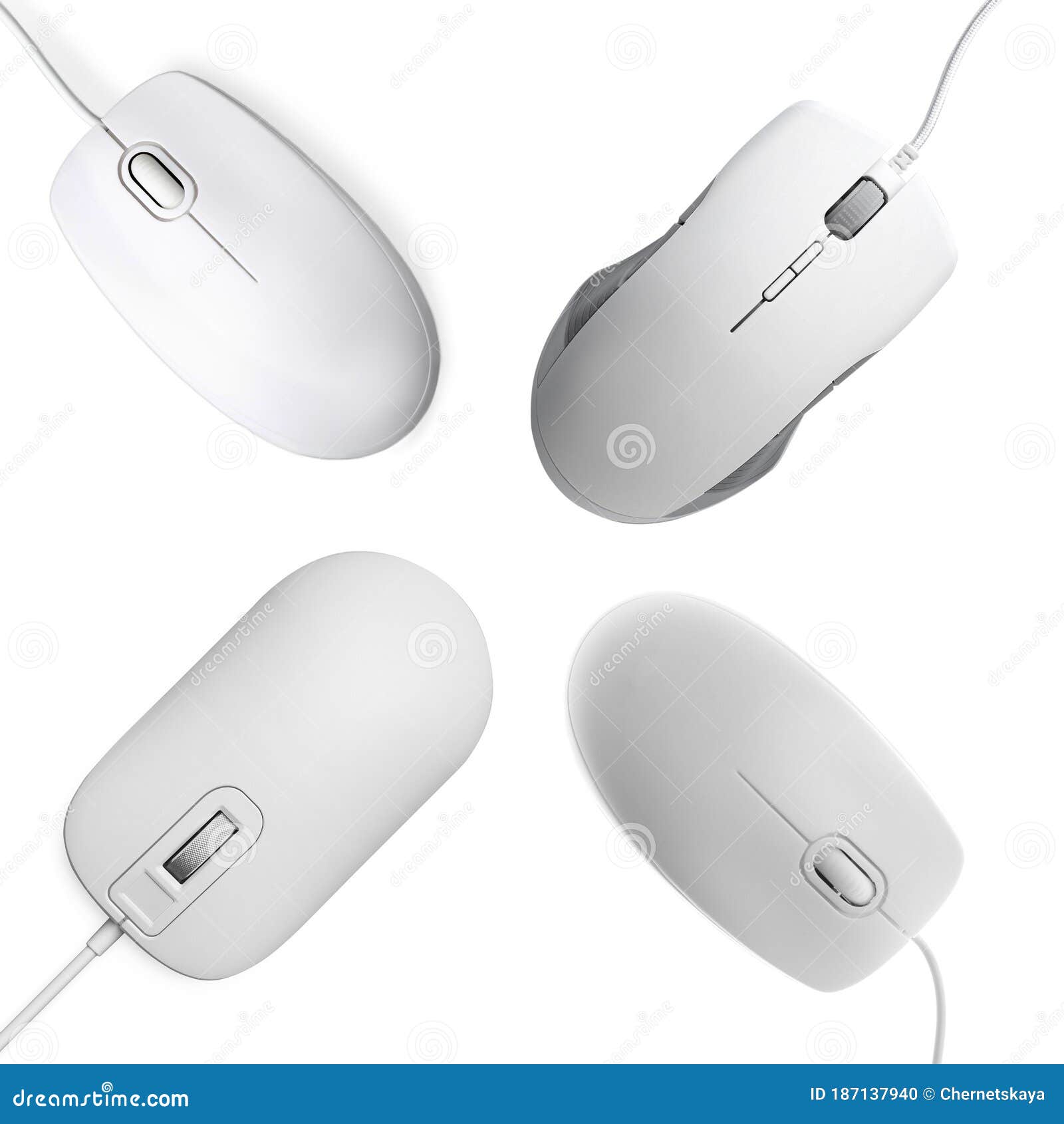 Modern Computer Mouse Collection on Background, Top View Stock Photo ...