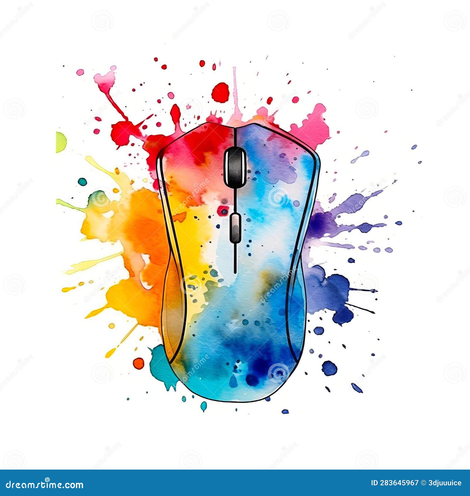 Modern Computer Mouse Computing Device Square Illustration. Stock ...