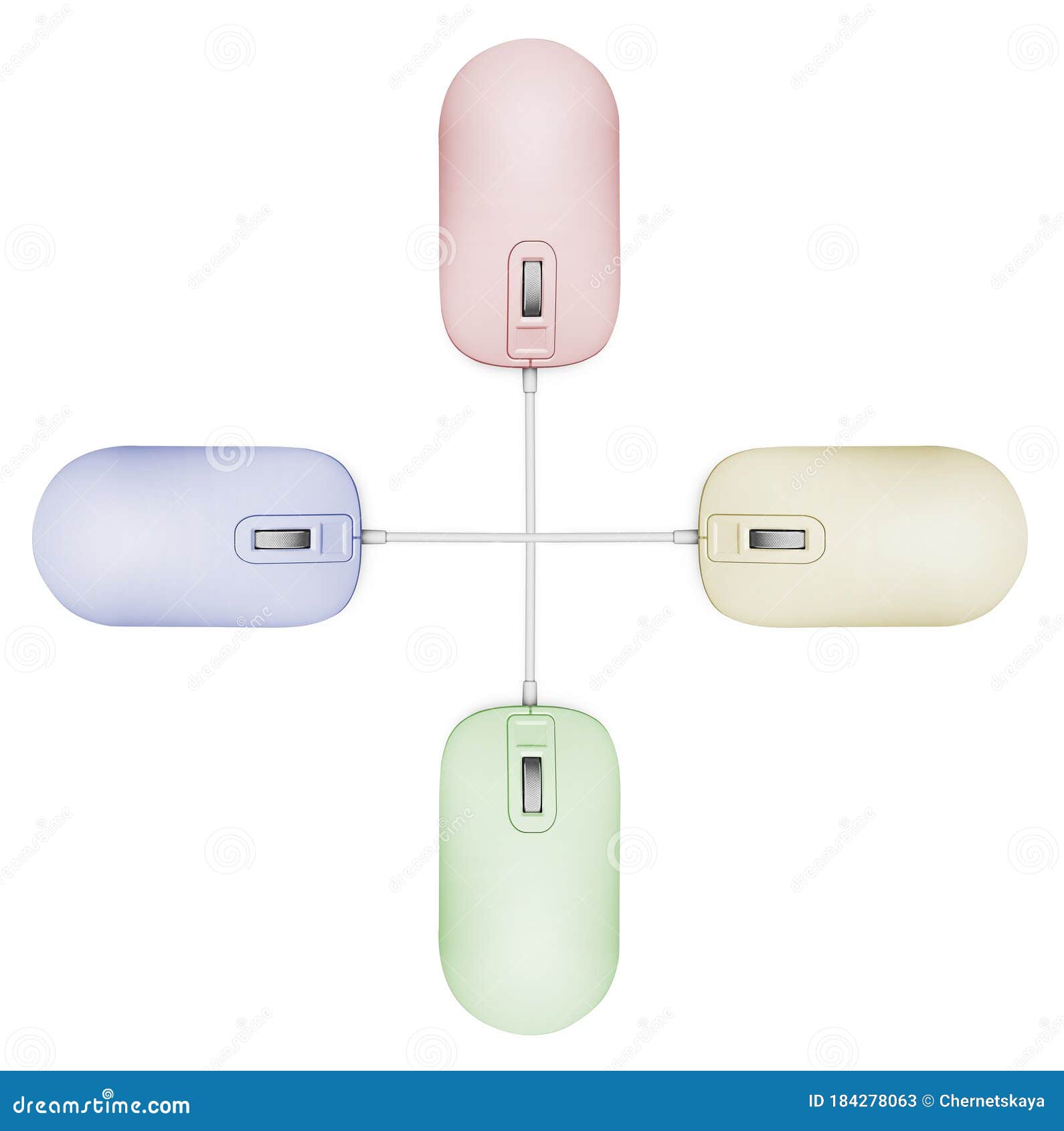 Modern Computer Mouse on Background, Different Color Variants Stock ...