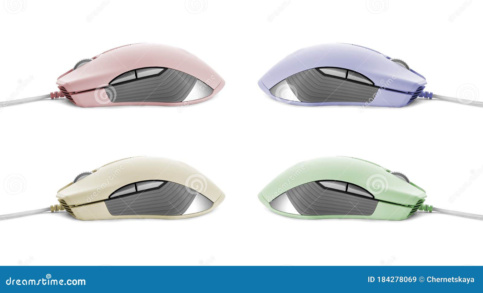 Modern Computer Mouse on Background, Different Color Variants Stock ...