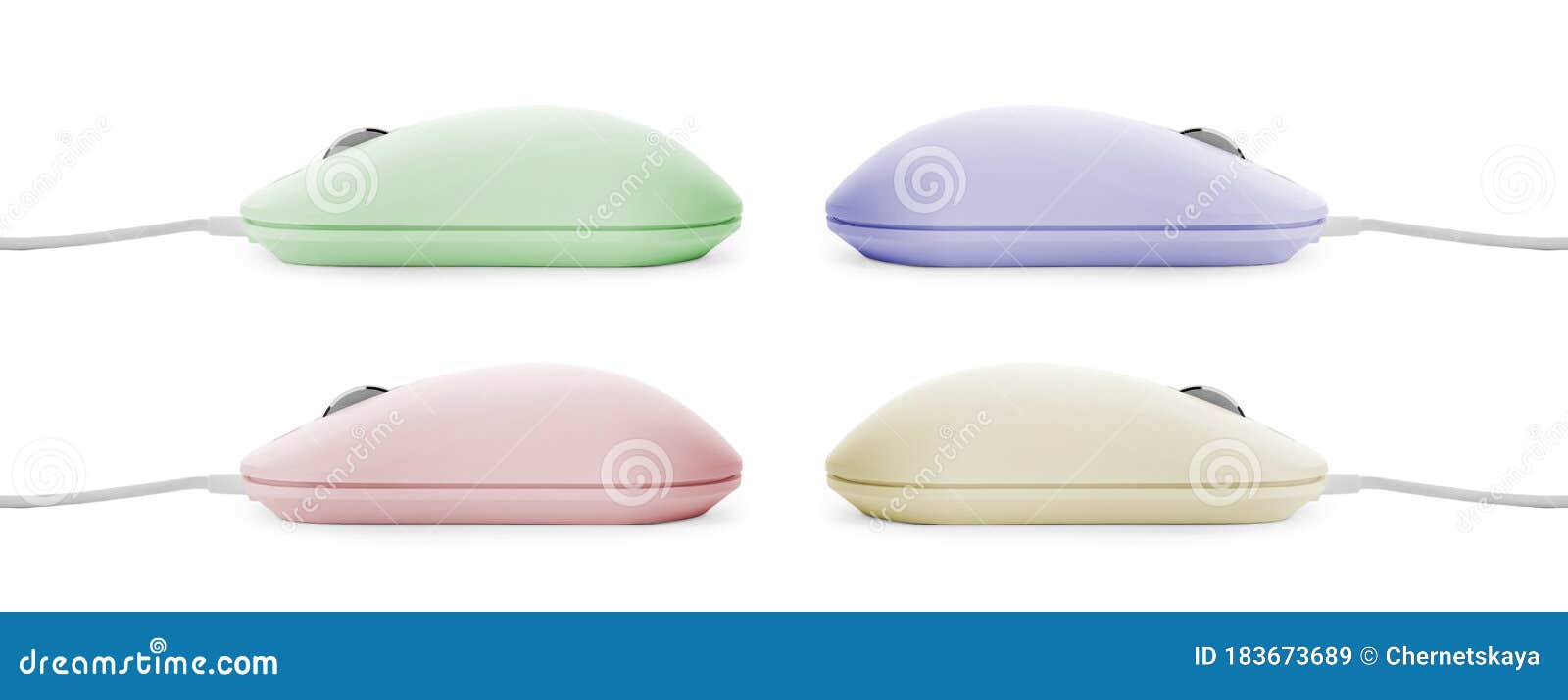 Modern Computer Mouse on Background, Different Color Variants. Banner ...