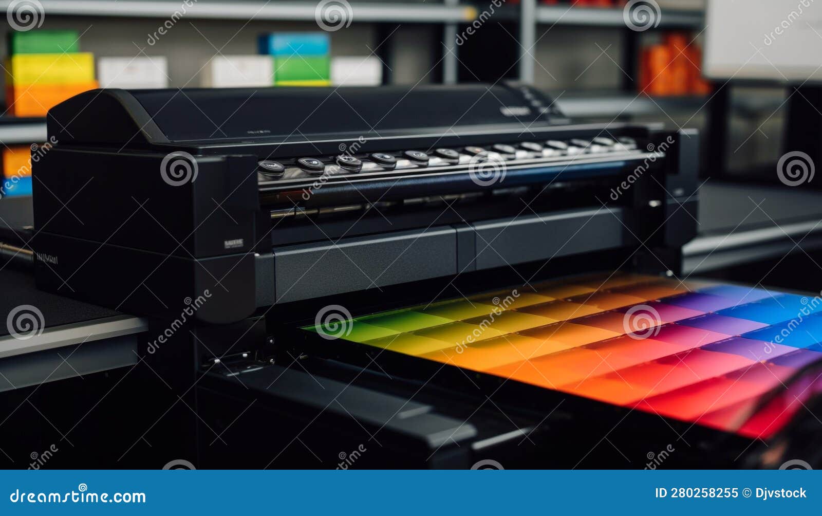 Modern Computer Printer Working in a Factory, Printing Multi Colored ...