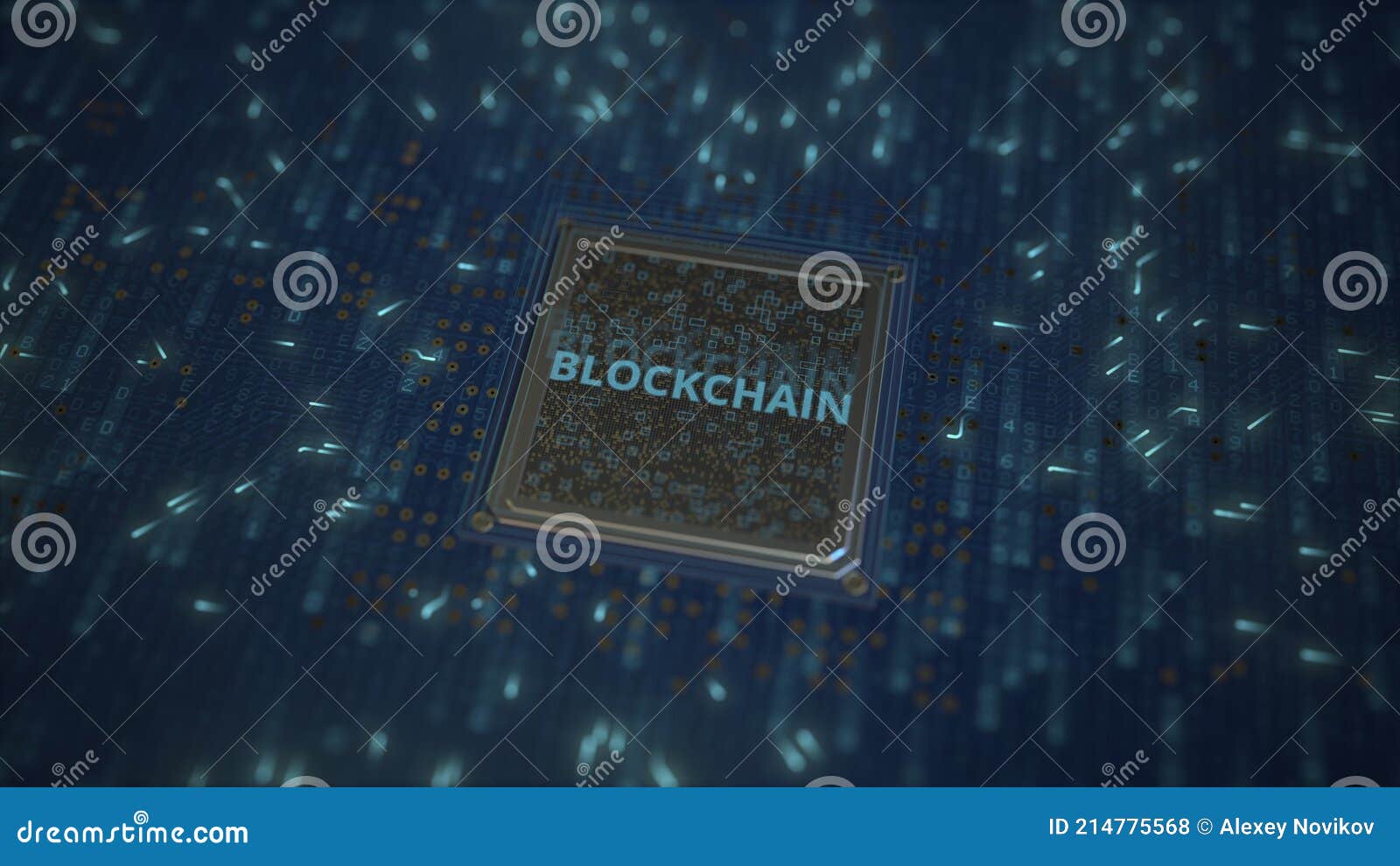 BLOCKCHAIN Text on a Computer Processor 3d Rendering Stock Illustration - Illustration of active ...