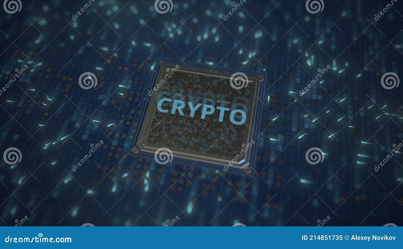 Computer Chip and Board with CRYPTO Text, 3d Rendering Stock ...