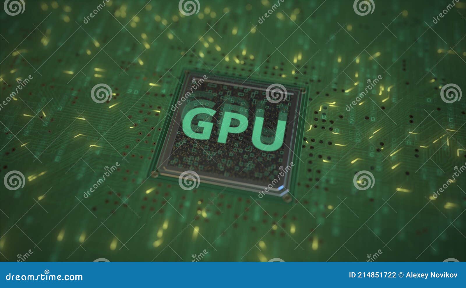 GPU Text on a Computer Processor 3d Rendering Stock Illustration - Illustration of active, board ...