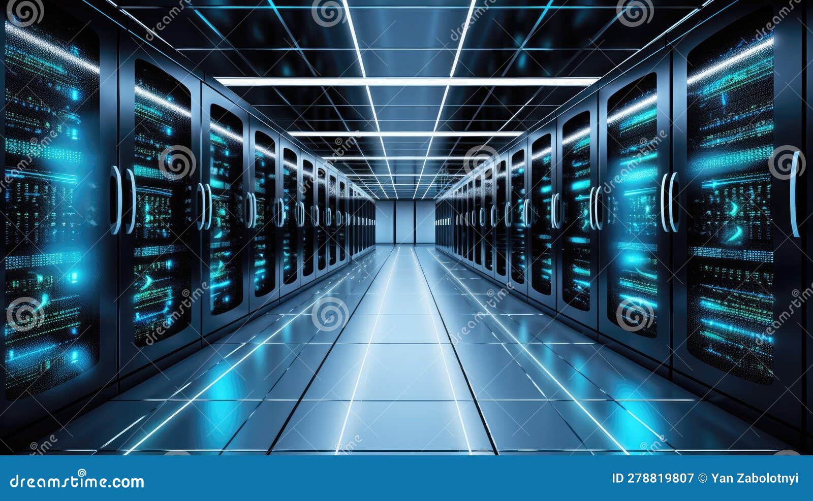 Modern Computer Room with Highperformance Servers and Fiber Optic ...