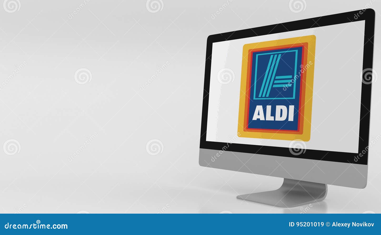 Modern Computer Screen with Aldi Logo. Editorial 3D Rendering Editorial ...