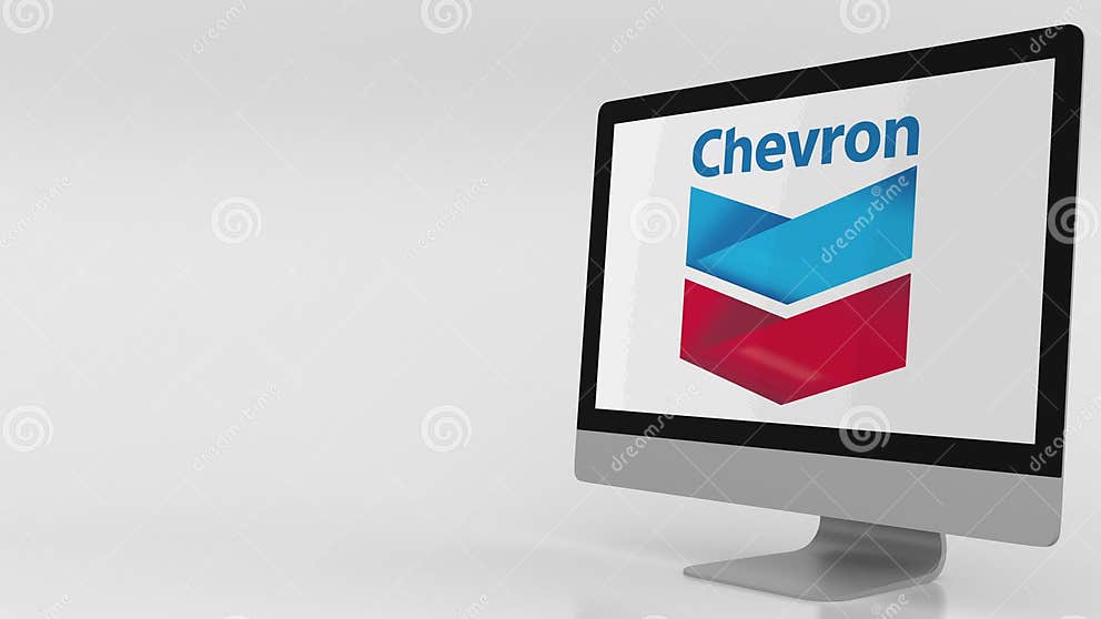 Modern Computer Screen with Chevron Logo. Editorial 3D Rendering ...