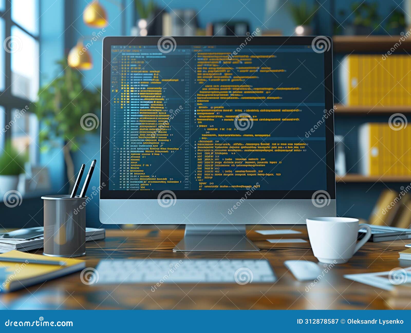 Modern Computer Screen with Digital Image Stock Illustration ...
