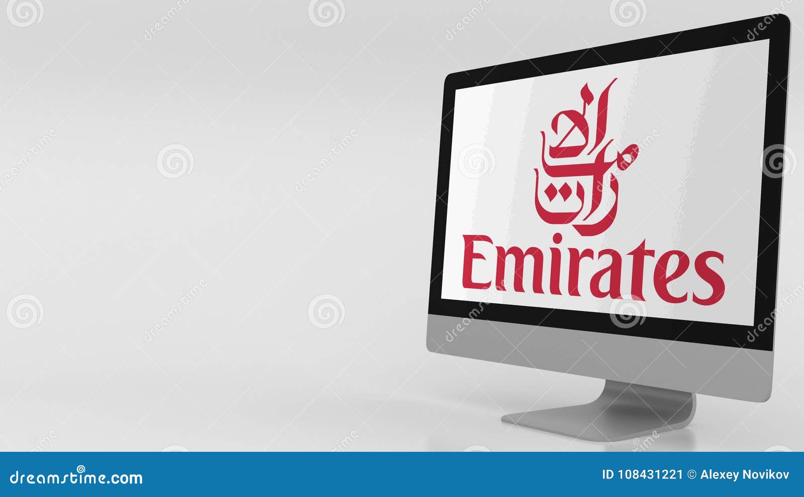 Modern Computer Screen with Emirates Airlines Logo. 4K Editorial Clip ...