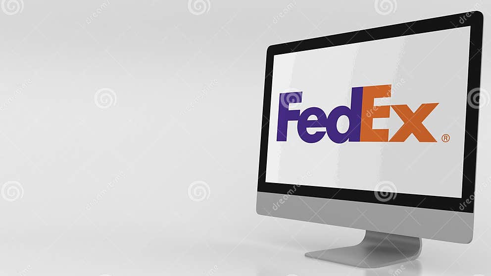 Modern Computer Screen with Fedex Logo. Editorial 3D Rendering ...