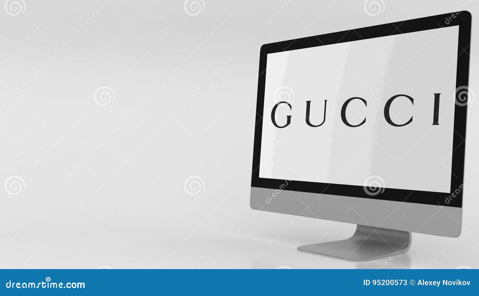 Modern Computer Screen with Gucci Logo. Editorial 3D Rendering ...