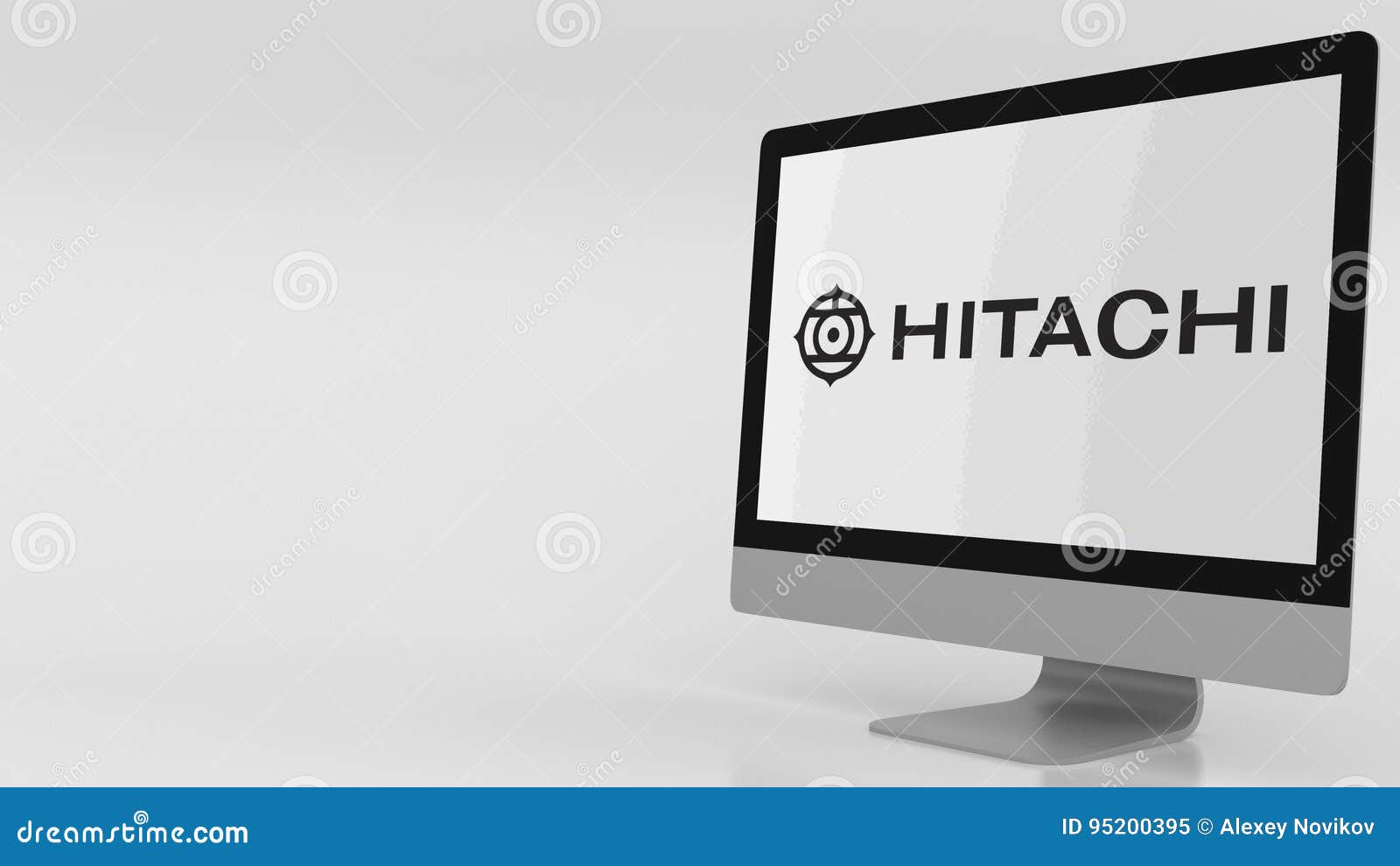 Modern Computer Screen with Hitachi Logo. Editorial 3D Rendering ...