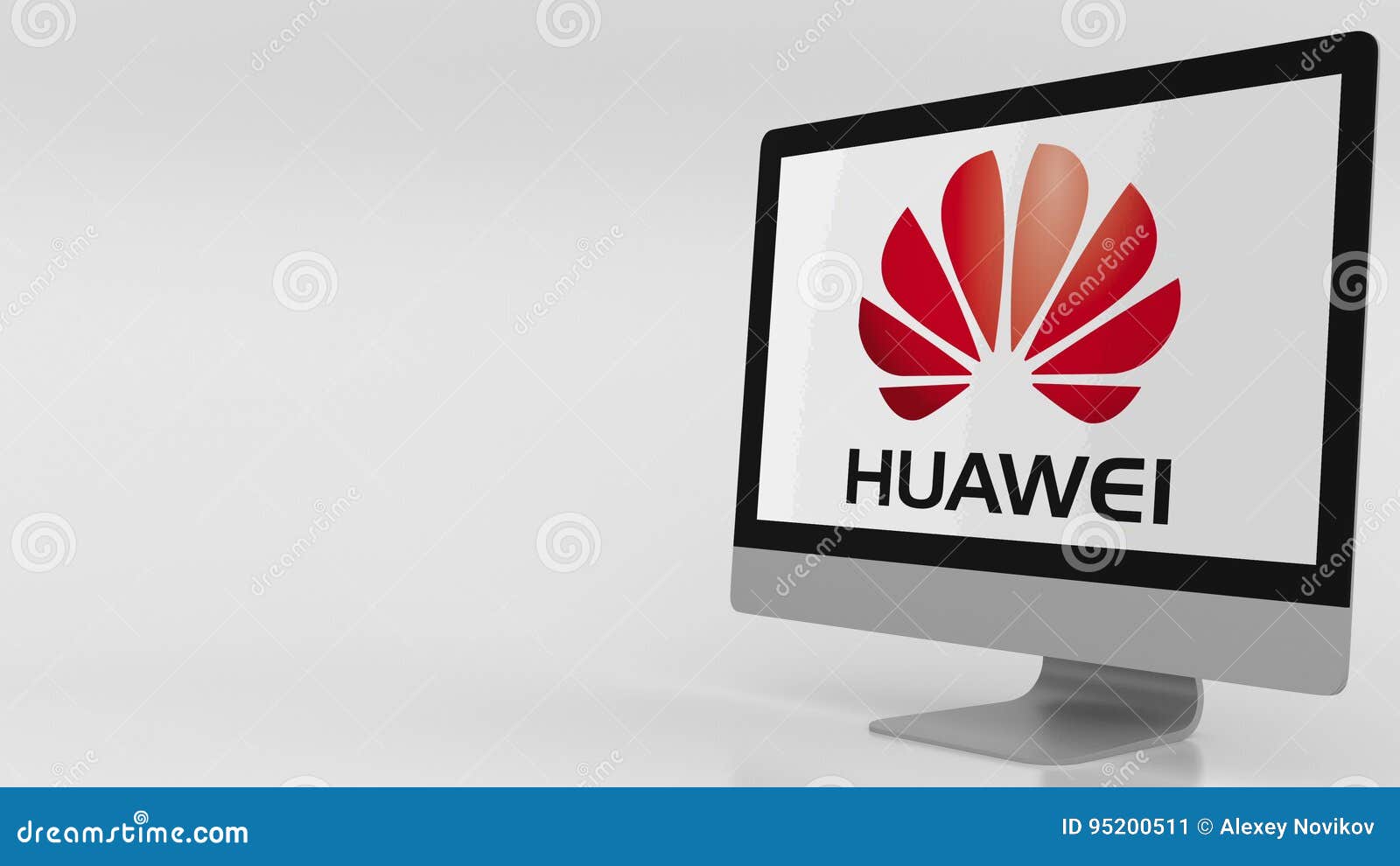 Modern Computer Screen with Huawei Logo. Editorial 3D Rendering ...