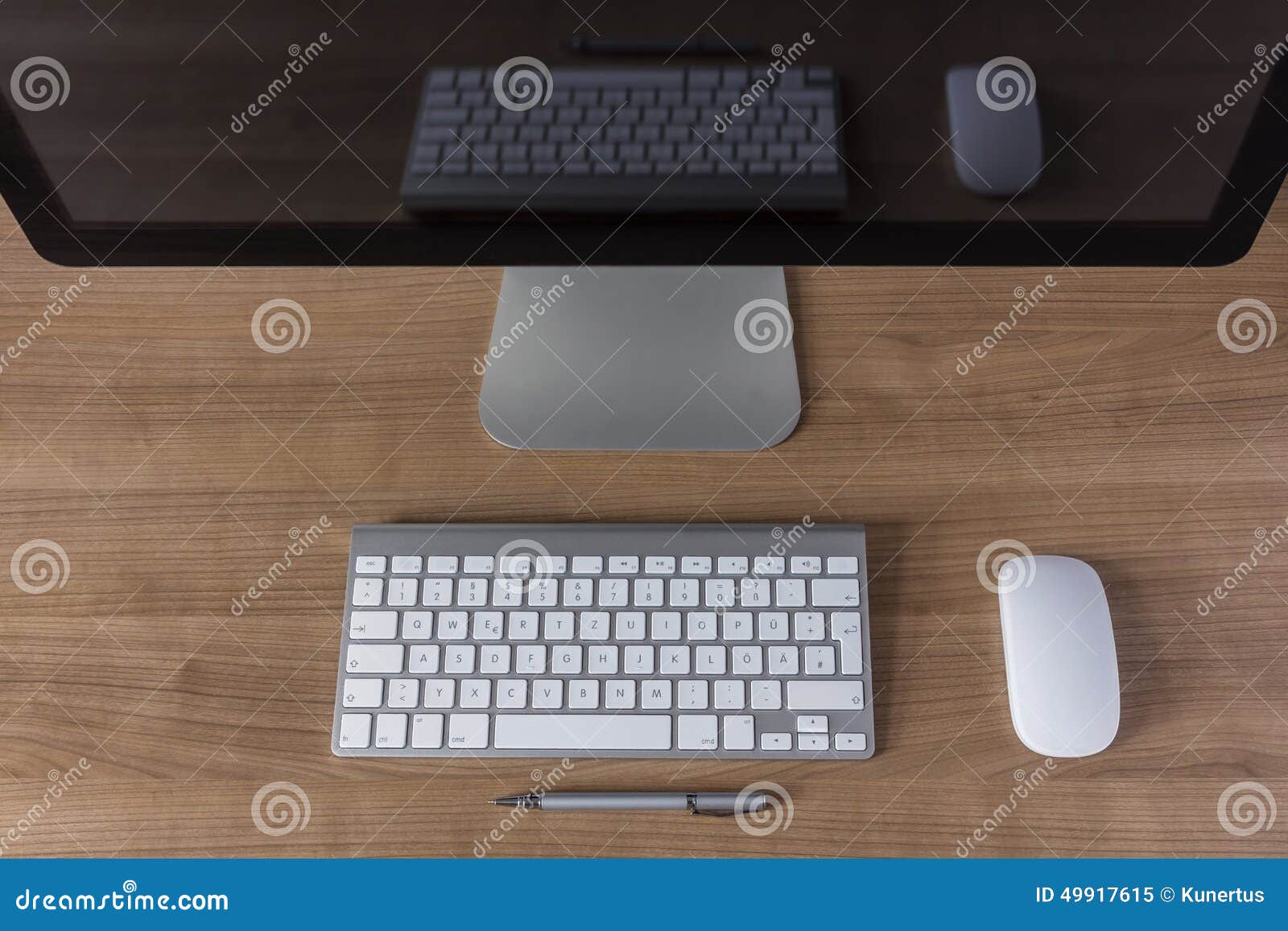 Modern Computer Screen with Keyboard and Mouse Stock Image - Image of ...
