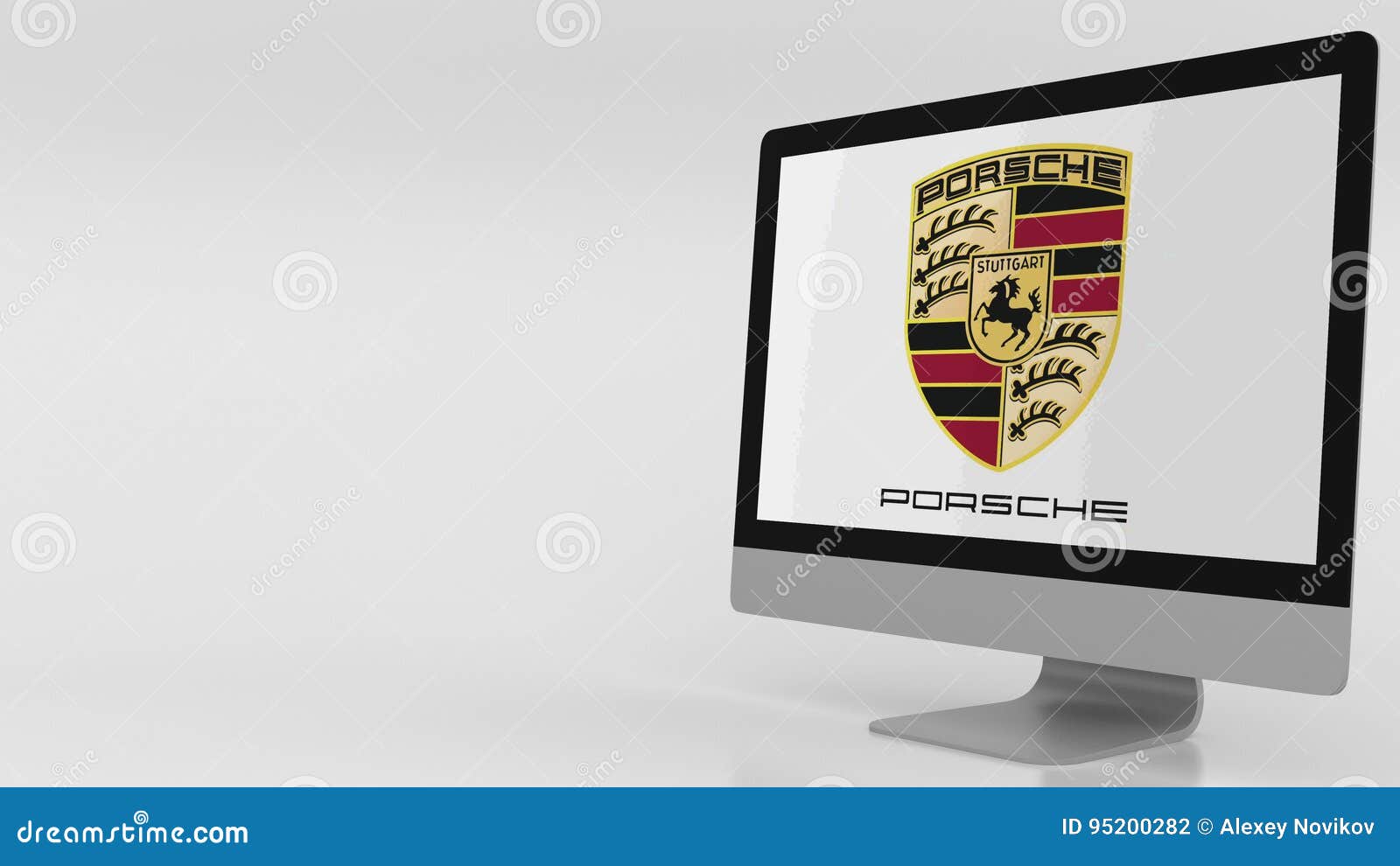 Modern Computer Screen with Porsche Logo. Editorial 3D Rendering ...
