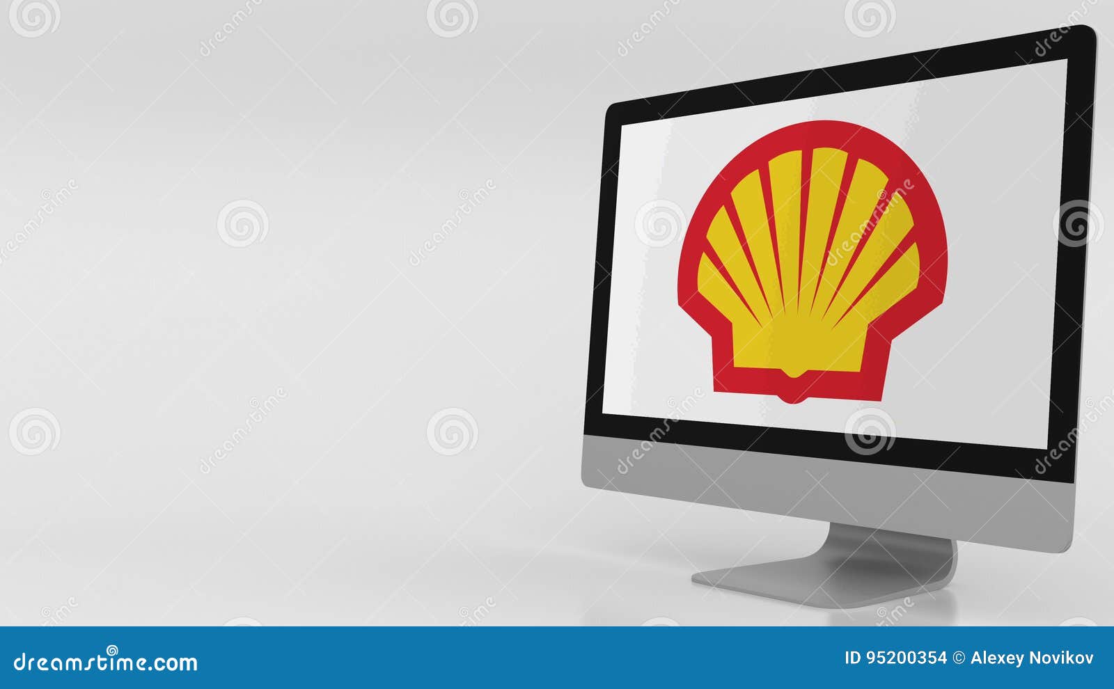 Modern Computer Screen with Shell Logo. Editorial 3D Rendering ...
