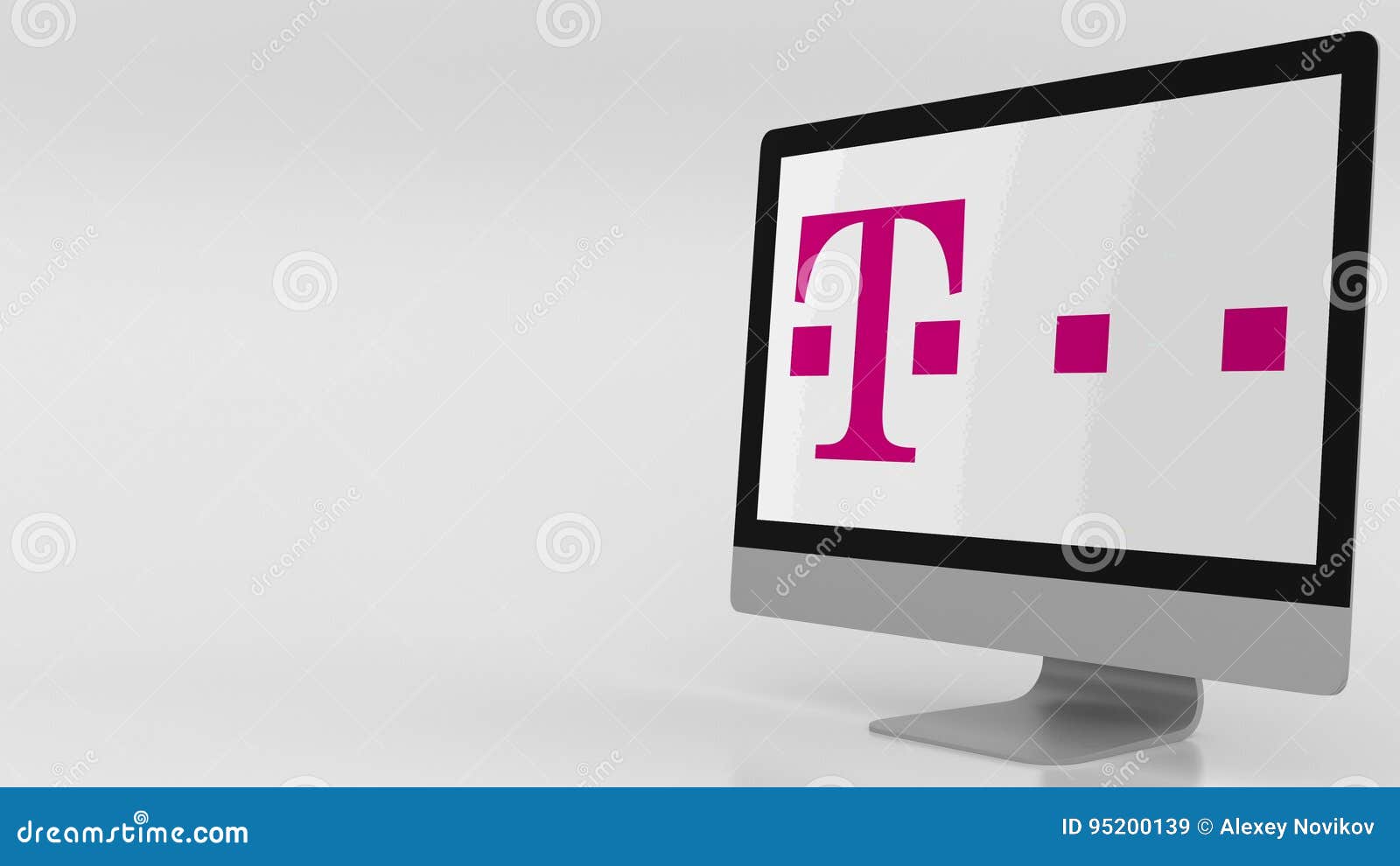 Modern Computer Screen with T Telekom Logo. Editorial 3D Rendering ...