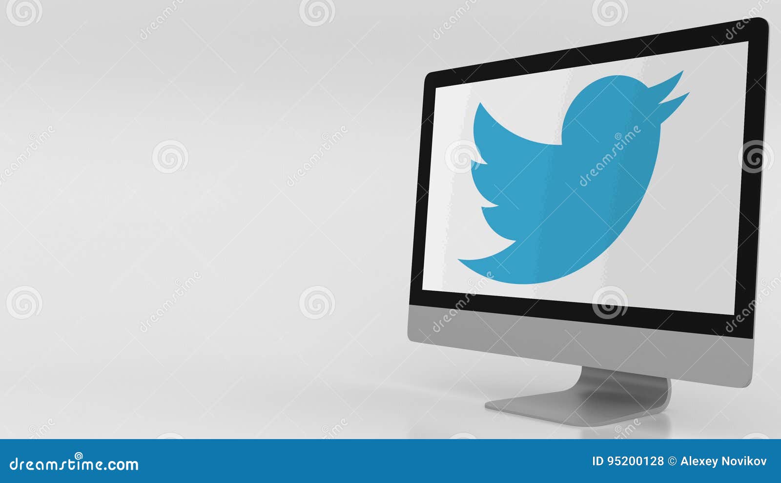 Modern Computer Screen with Twitter Logo. Editorial 3D Rendering ...