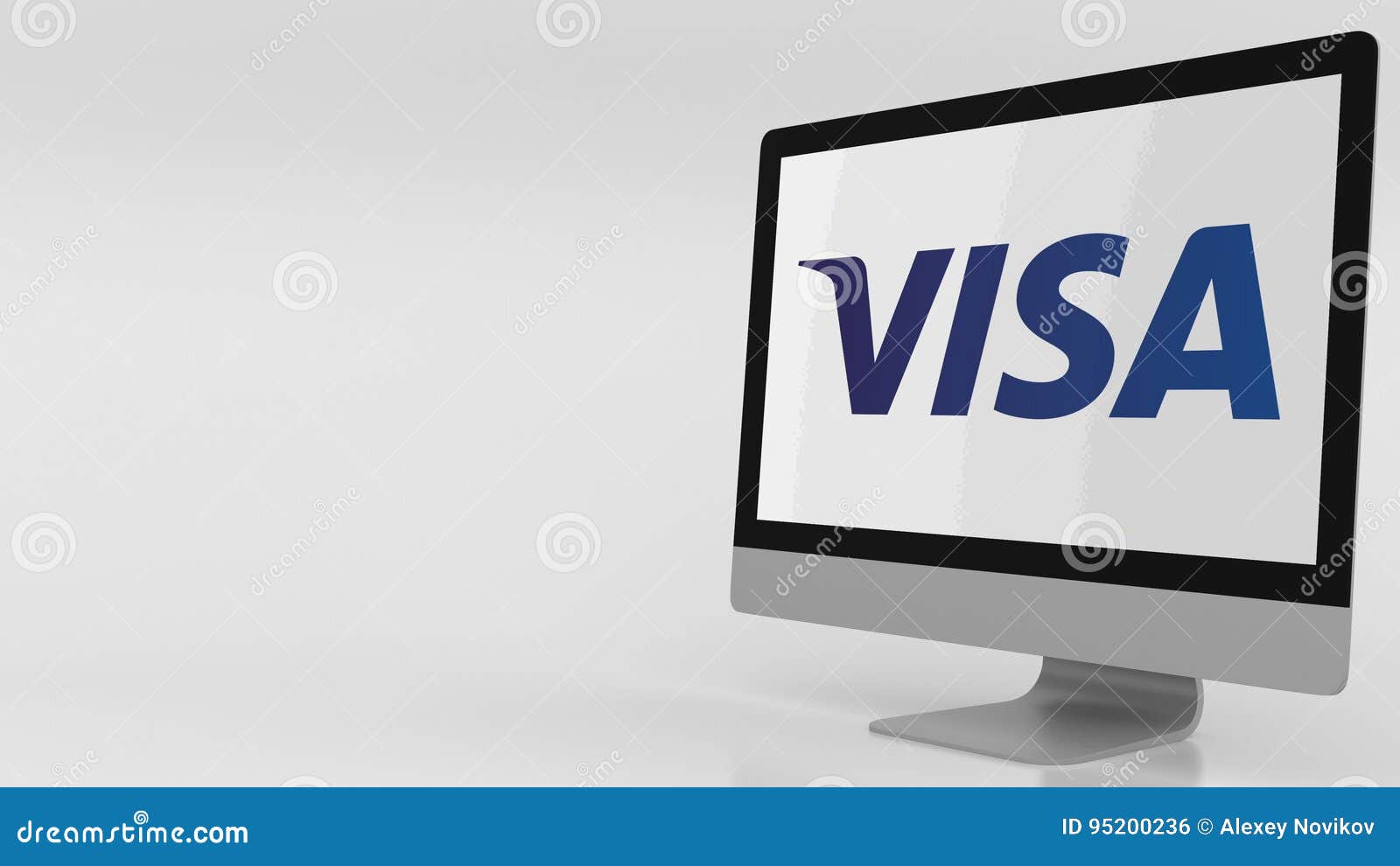 Modern Computer Screen with Visa Logo. Editorial 3D Rendering Editorial ...