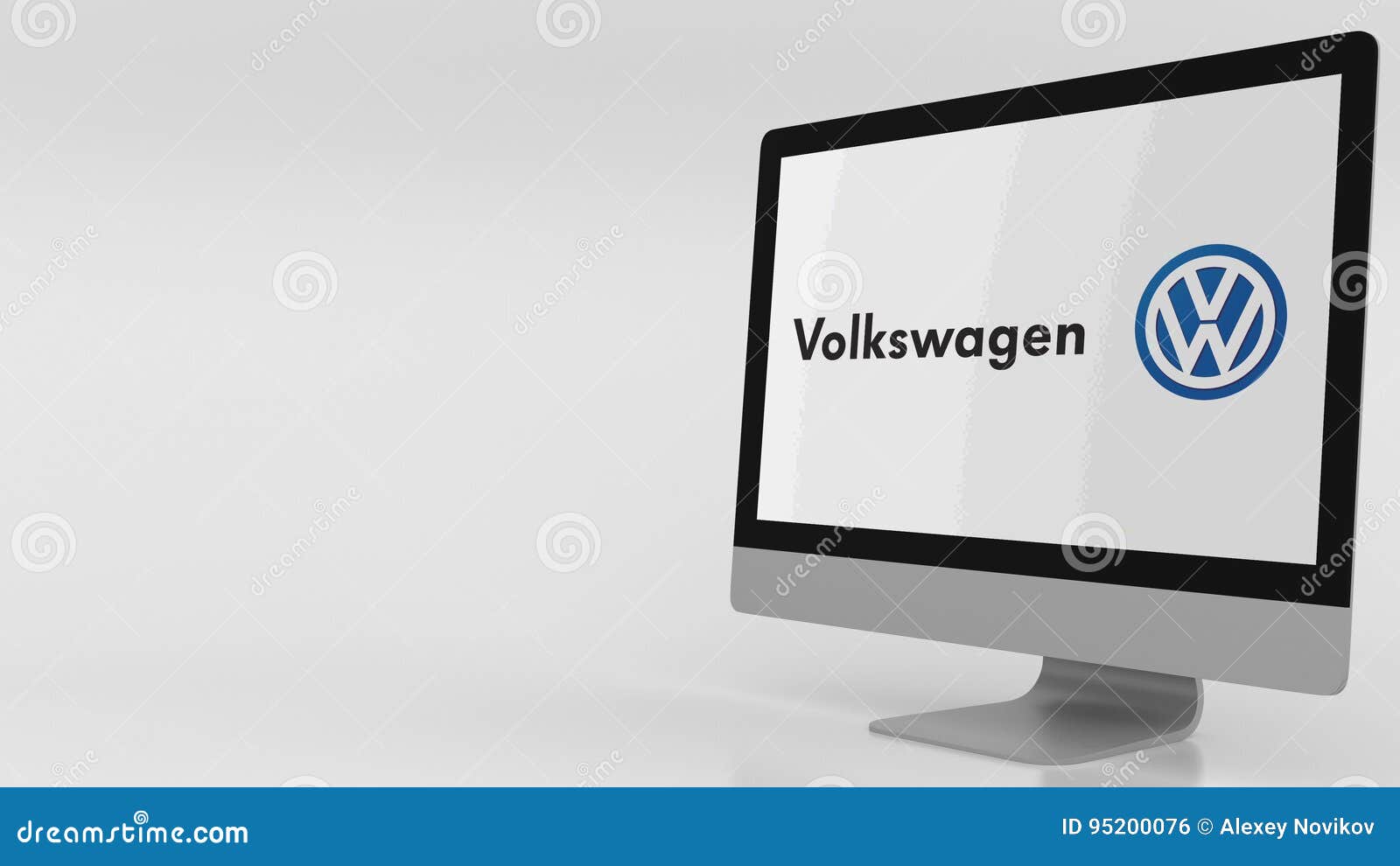 Modern Computer Screen with Volkswagen Logo. Editorial 3D Rendering ...