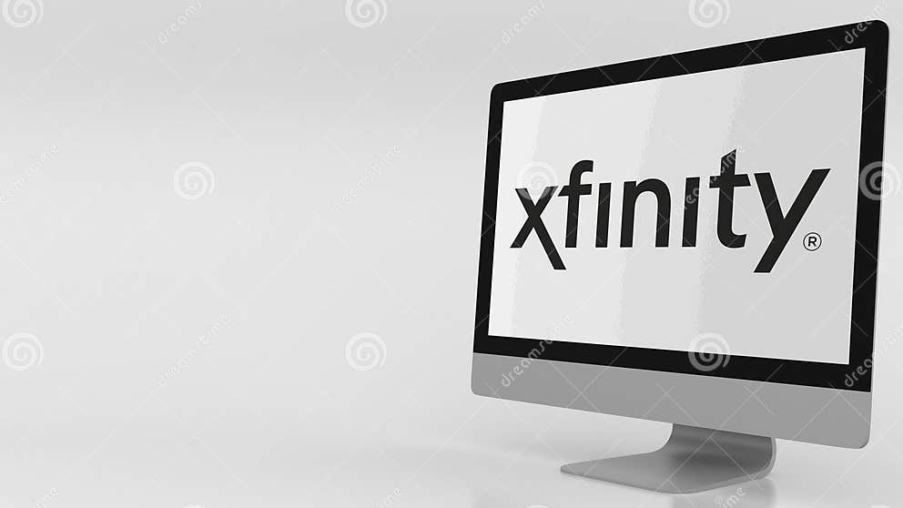 Modern Computer Screen with Xfinity Logo. Editorial 3D Rendering ...