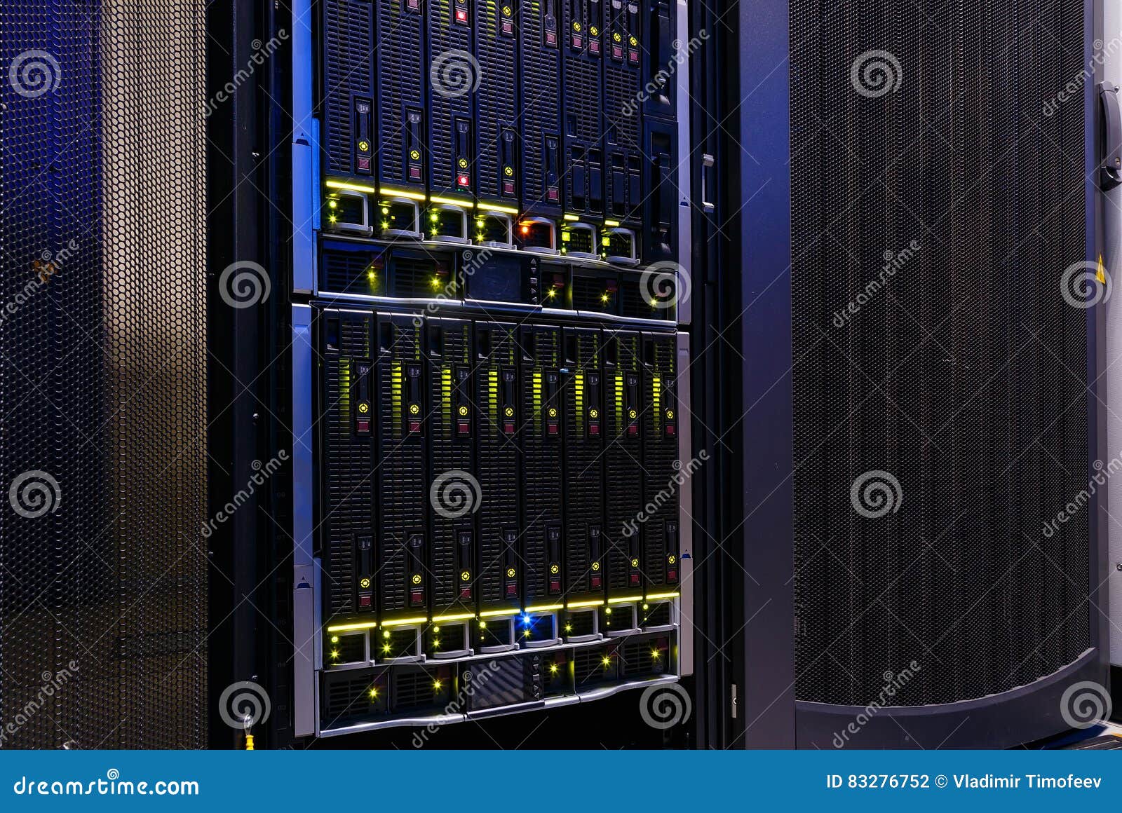 Modern Computer Server in Rack Close-up Stock Photo - Image of hard ...