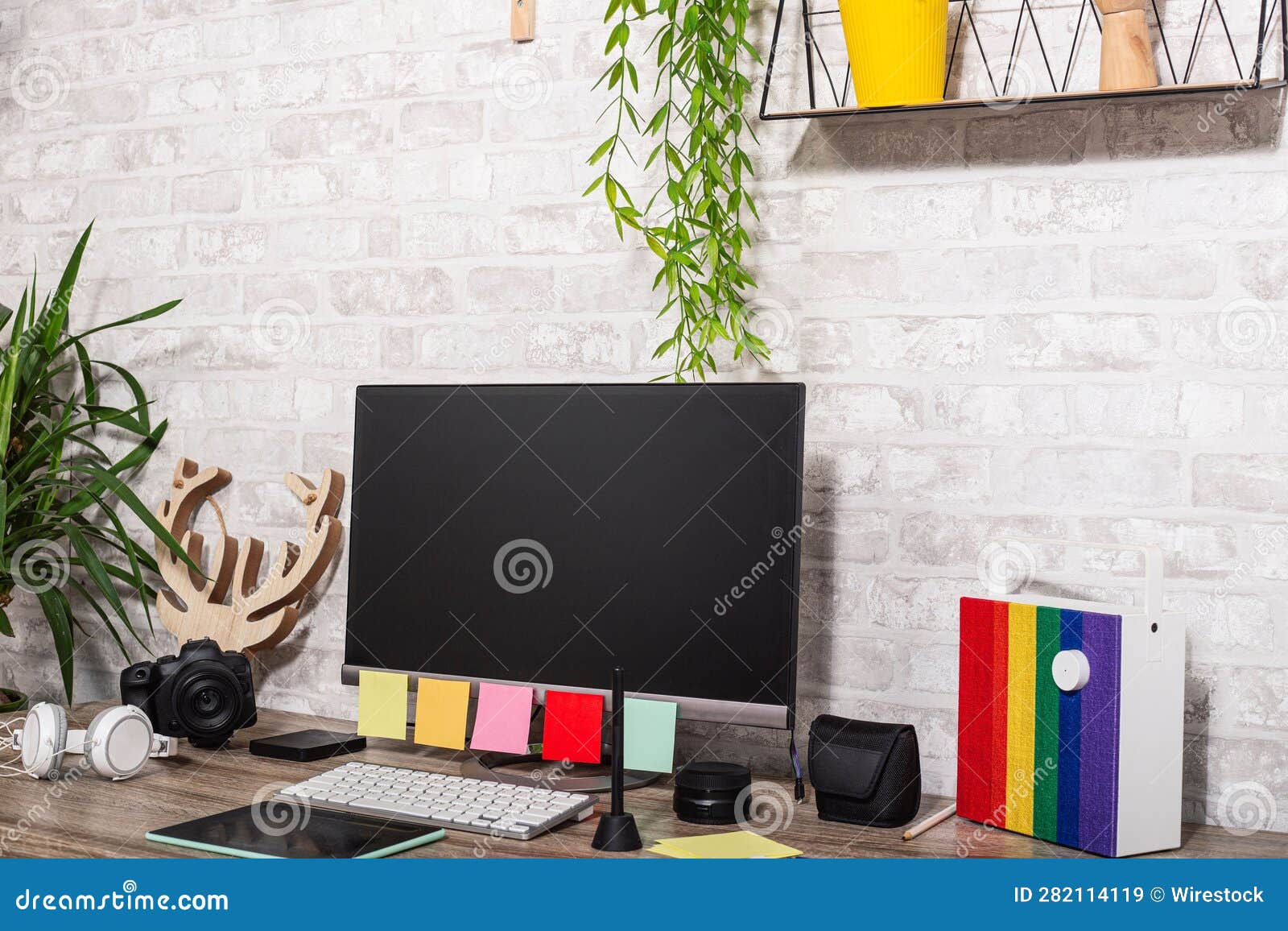 Modern Computer Set in a Cozy Office Stock Image - Image of workstation ...
