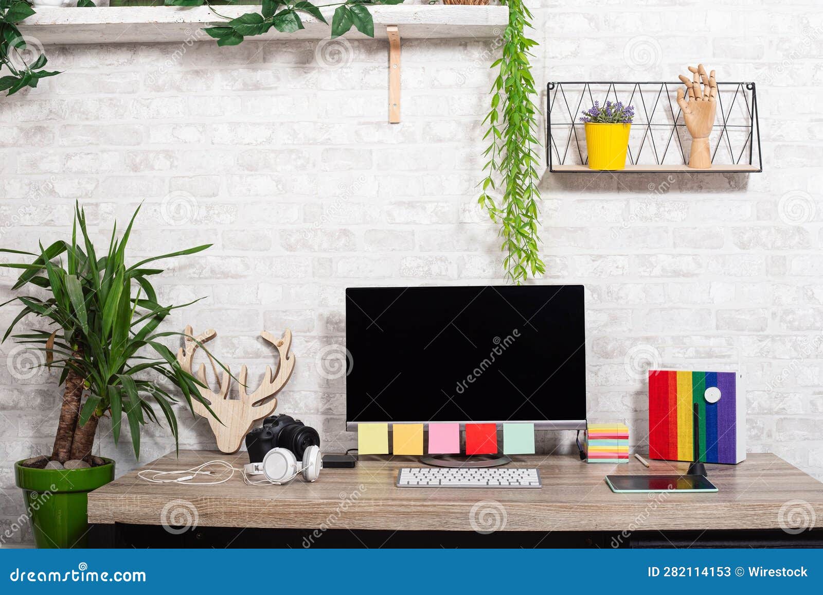 Modern Computer Set in a Cozy Office Stock Image - Image of technology ...