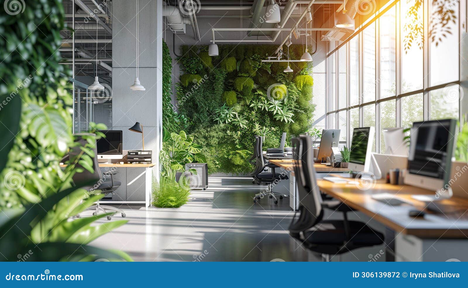 Modern Computer on Table in Office Interior. Beautiful Modern Office ...