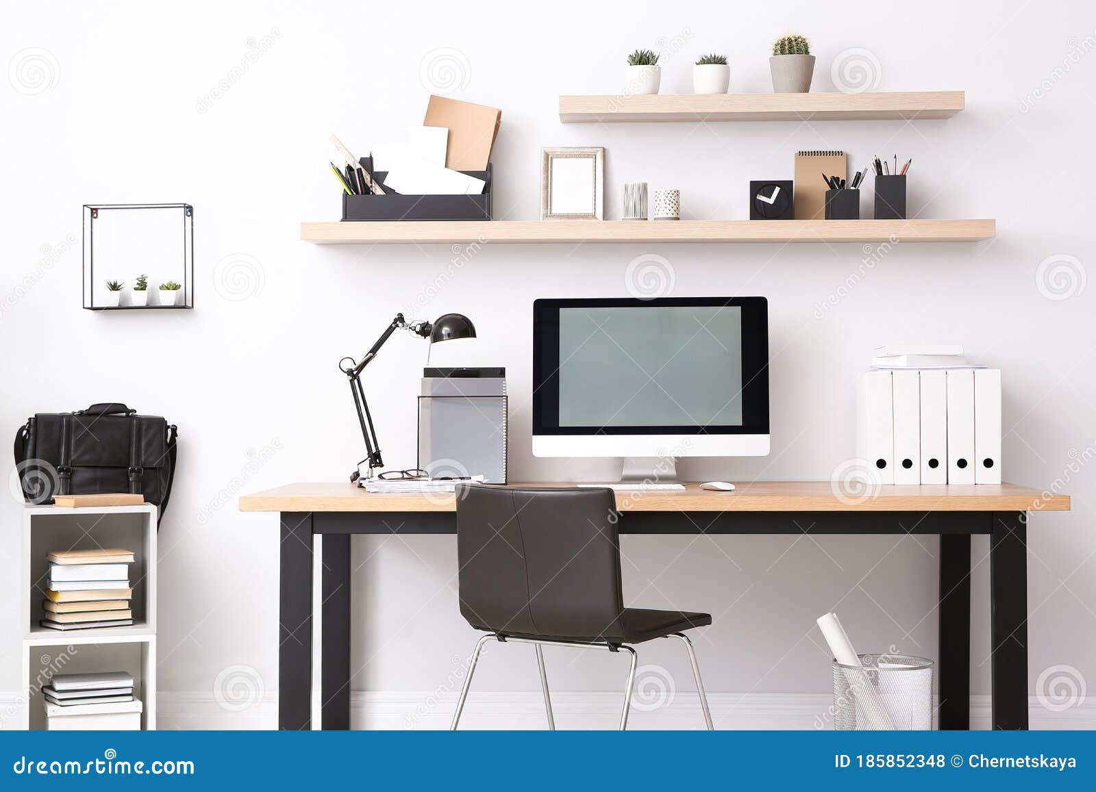 Modern Computer on Table in Office. Stylish Workplace Stock Photo ...