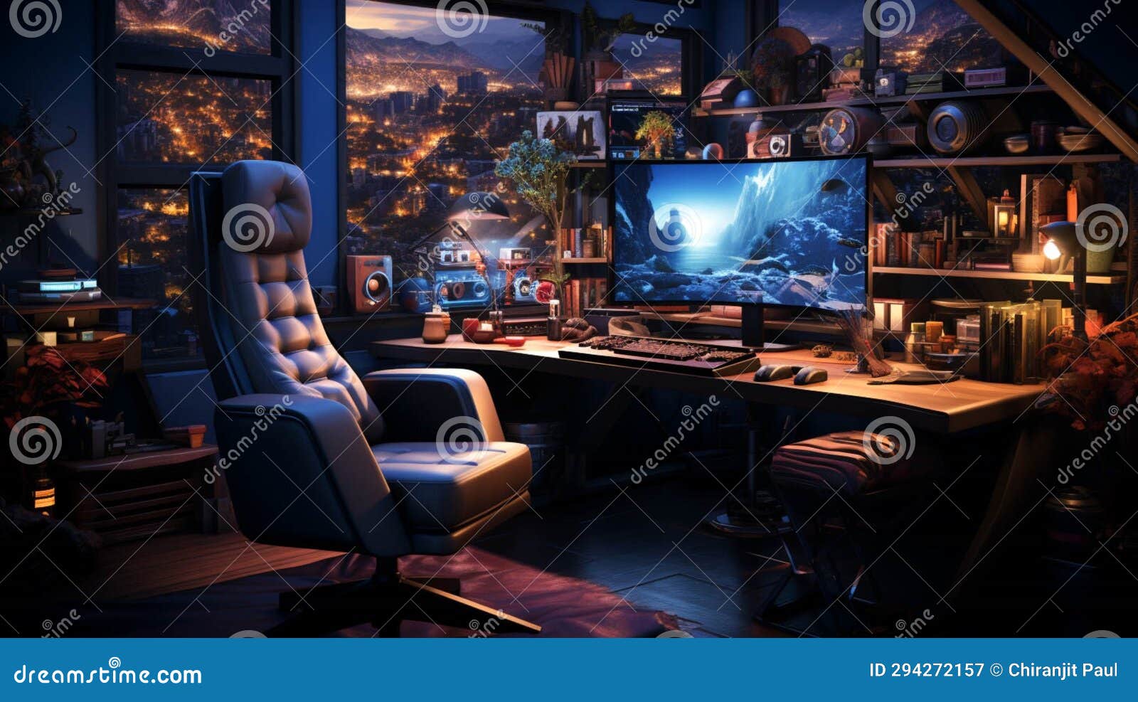 A Modern Computer Technology Room Interior Stock Image - Image of ...
