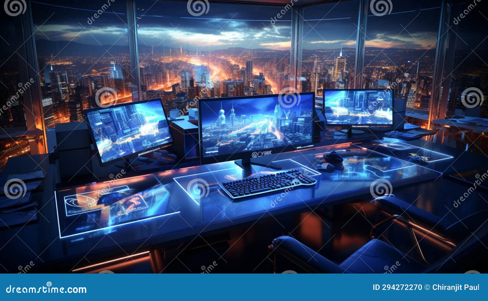A Modern Computer Technology Room Interior Stock Photo - Image of ...