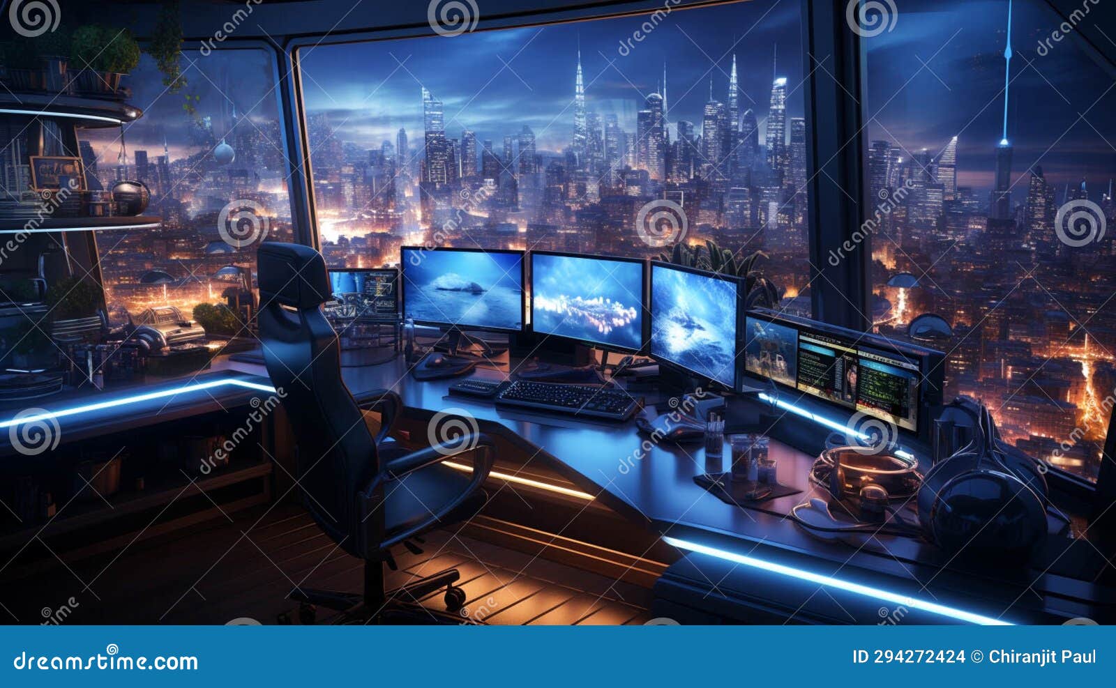 A Modern Computer Technology Room Interior Stock Photo - Image of ...