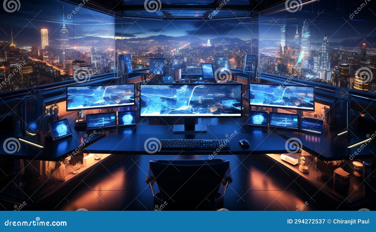 A Modern Computer Technology Room Interior Stock Image - Image of ...