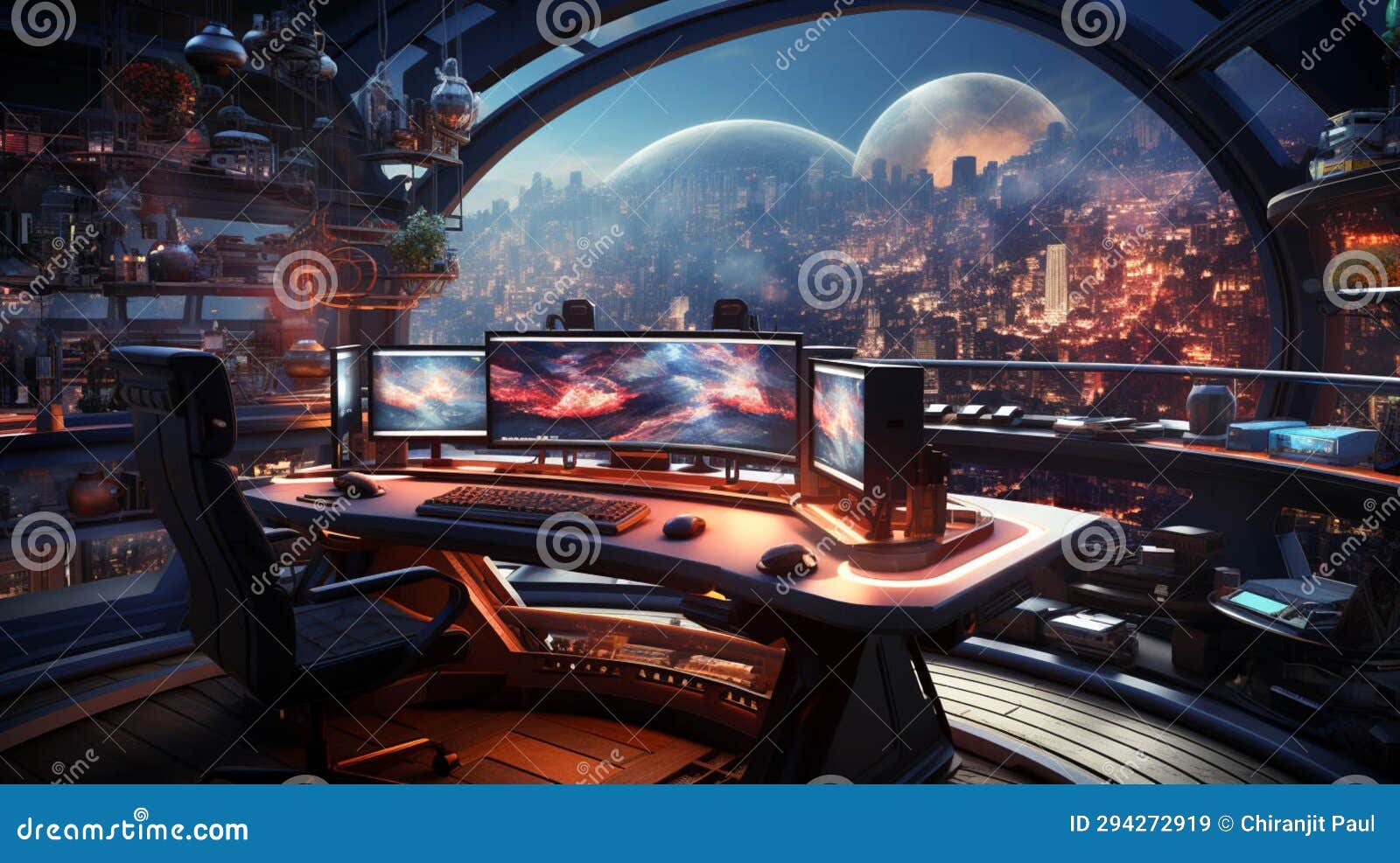 A Modern Computer Technology Room Interior Stock Illustration ...