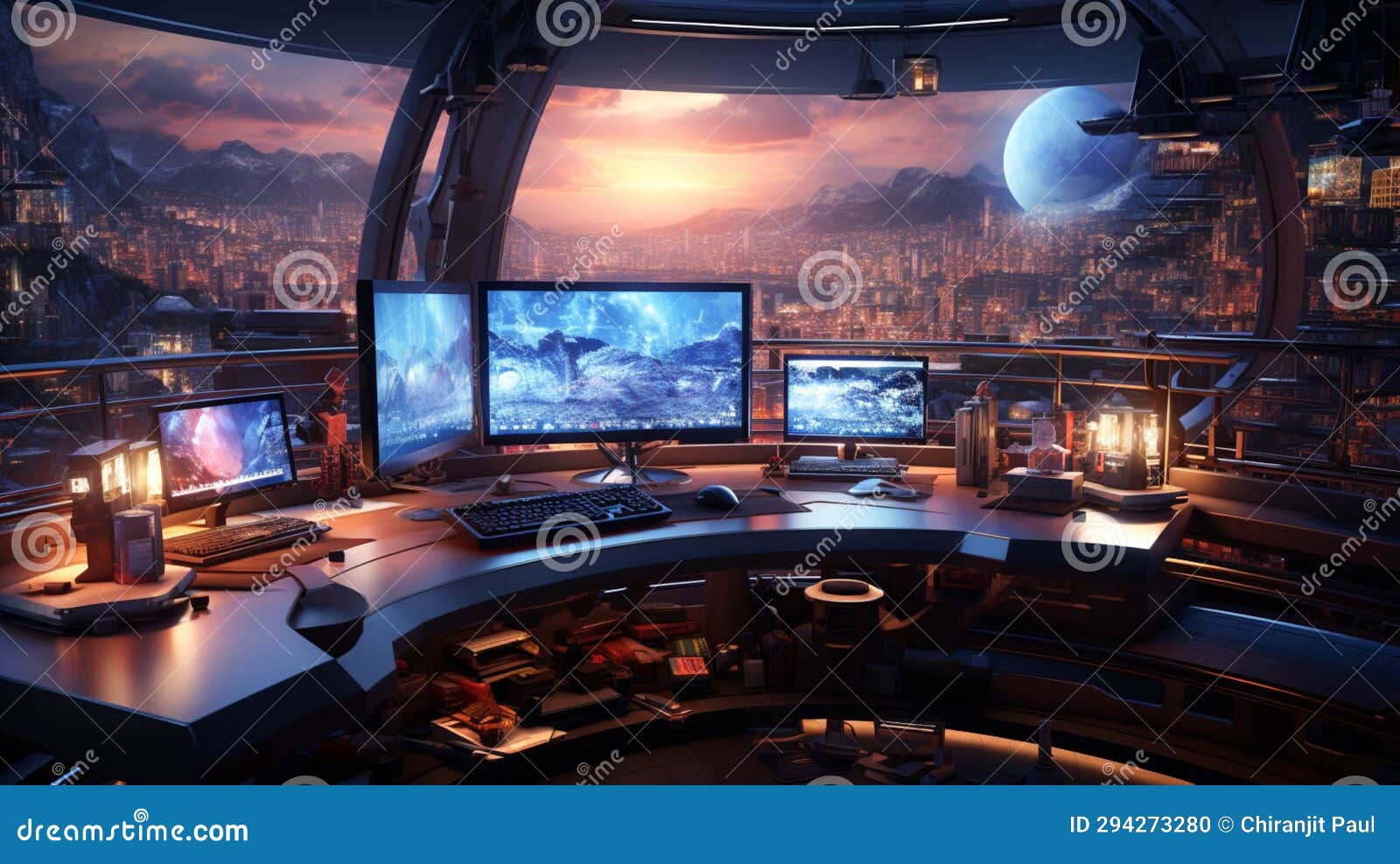 A Modern Computer Technology Room Interior Stock Photo - Image of ...