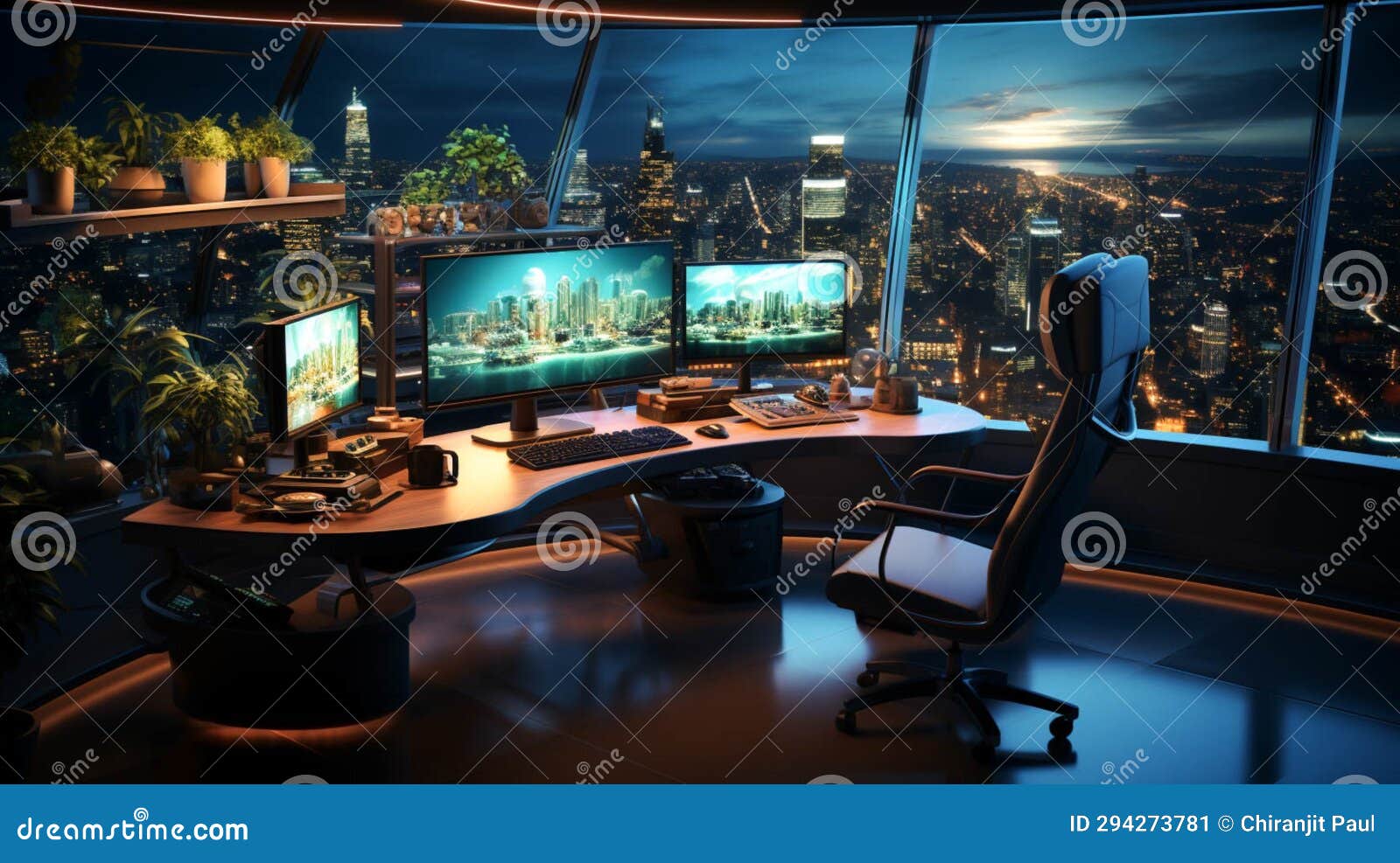 A Modern Computer Technology Room Interior Stock Image - Image of ...