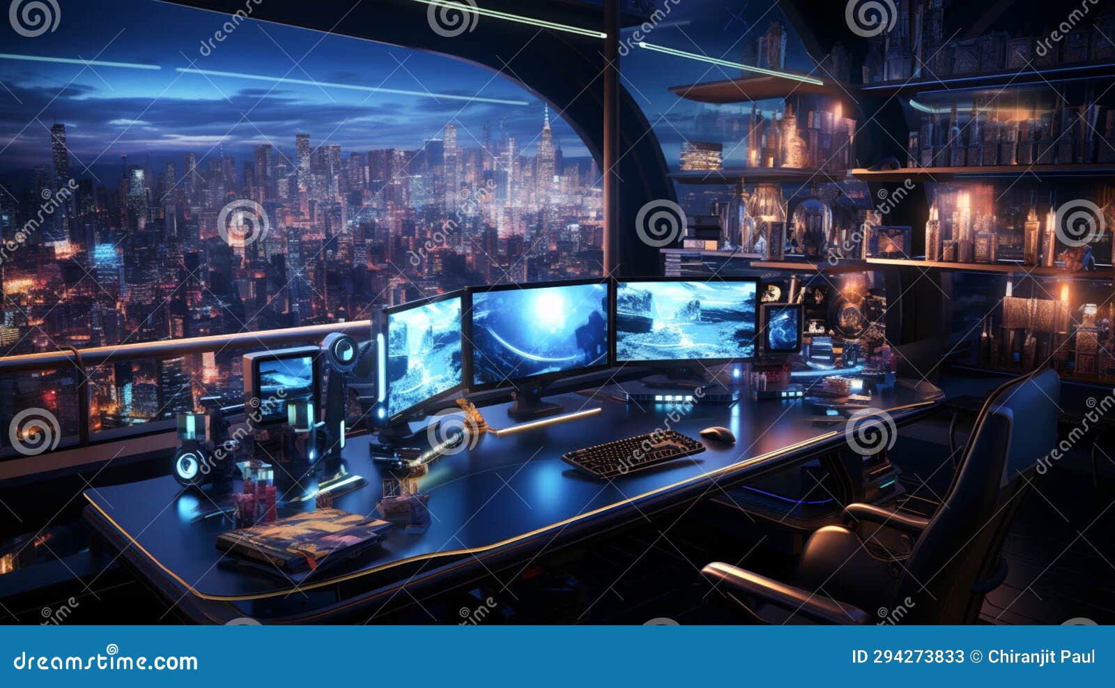 A Modern Computer Technology Room Interior Stock Image - Image of ...