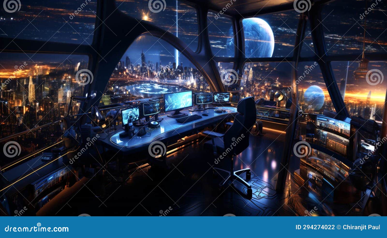 A Modern Computer Technology Room Interior Stock Photo - Image of ...