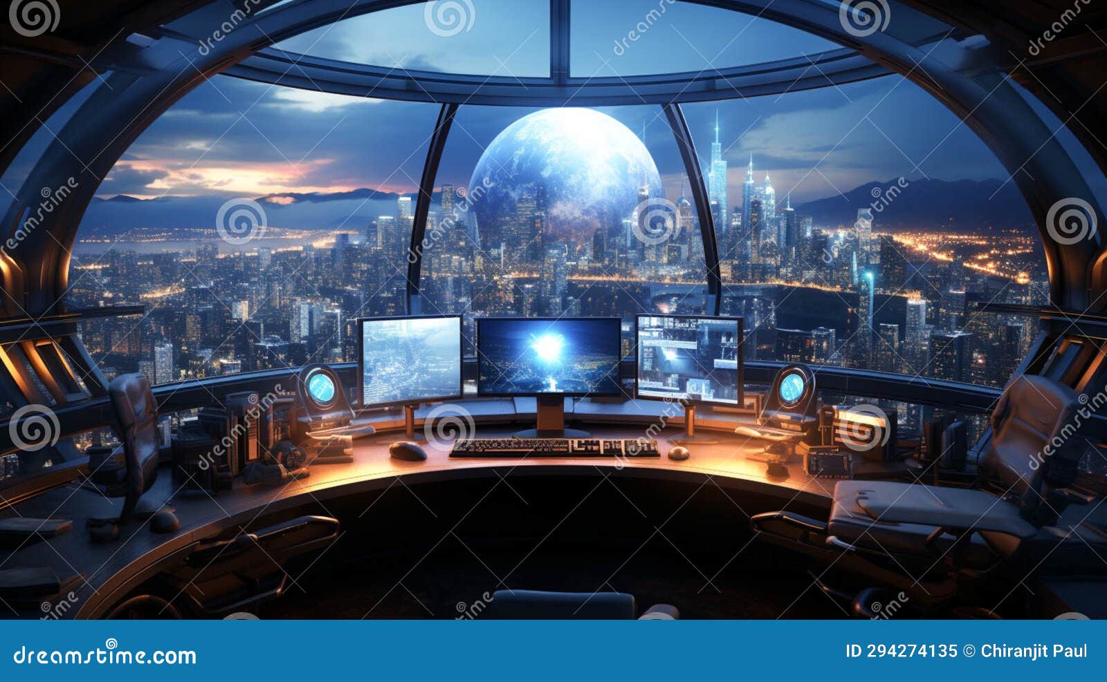 A Modern Computer Technology Room Interior Stock Image - Image of ...