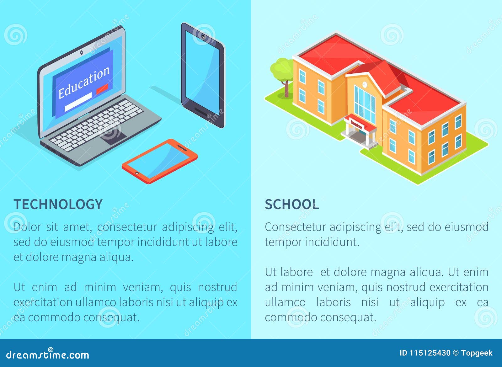 Modern Computer Technology and School Building Stock Vector ...